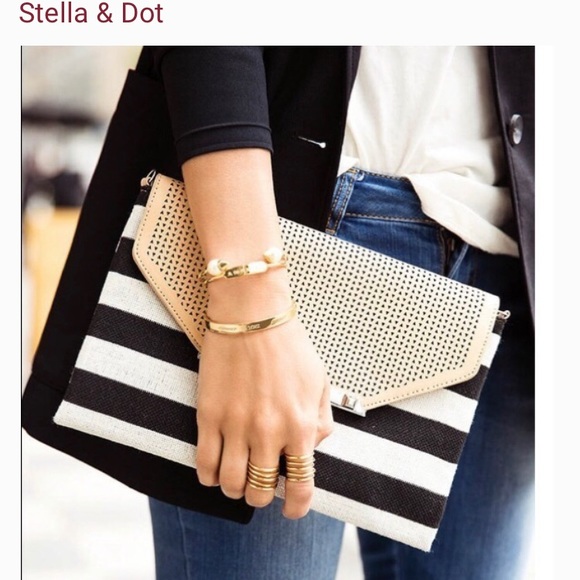 Stella & Dot | Bags | Stella Dot Canvas Leather Clutch Crossbody Bag | Poshmark